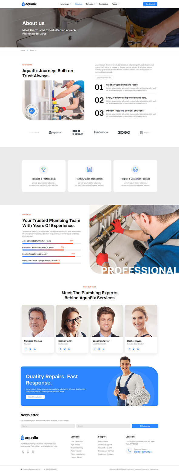 Aquafix - Plumber & Repair Service Elementor Template Kit by moxcreative